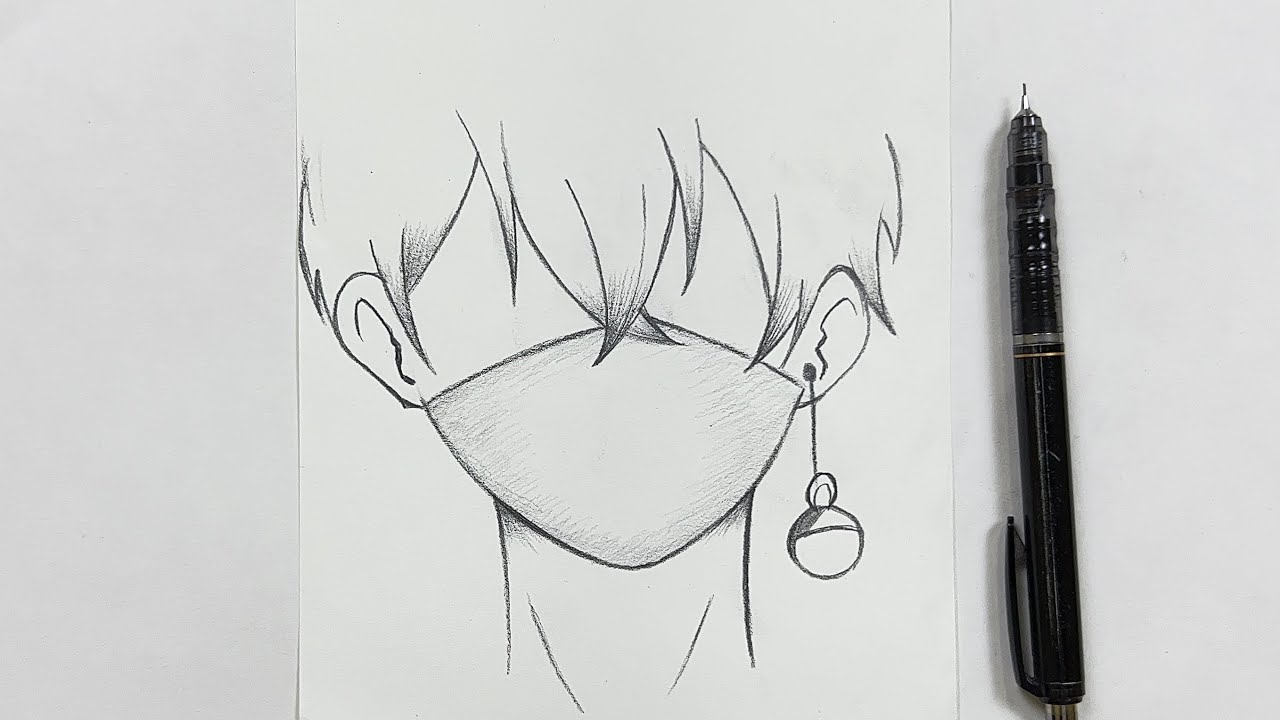 Easy drawing ~ How to draw anime boy wearing face mask - YouTube