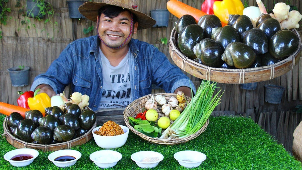 Cooking Snail recipe - Steam n grilled Snails bbq for food eating ...