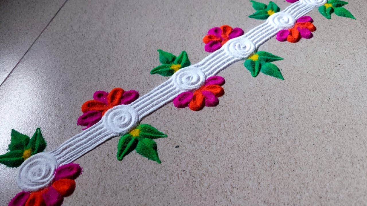 2 easy border rangoli designs for festival |door border rangoli |Toran ...