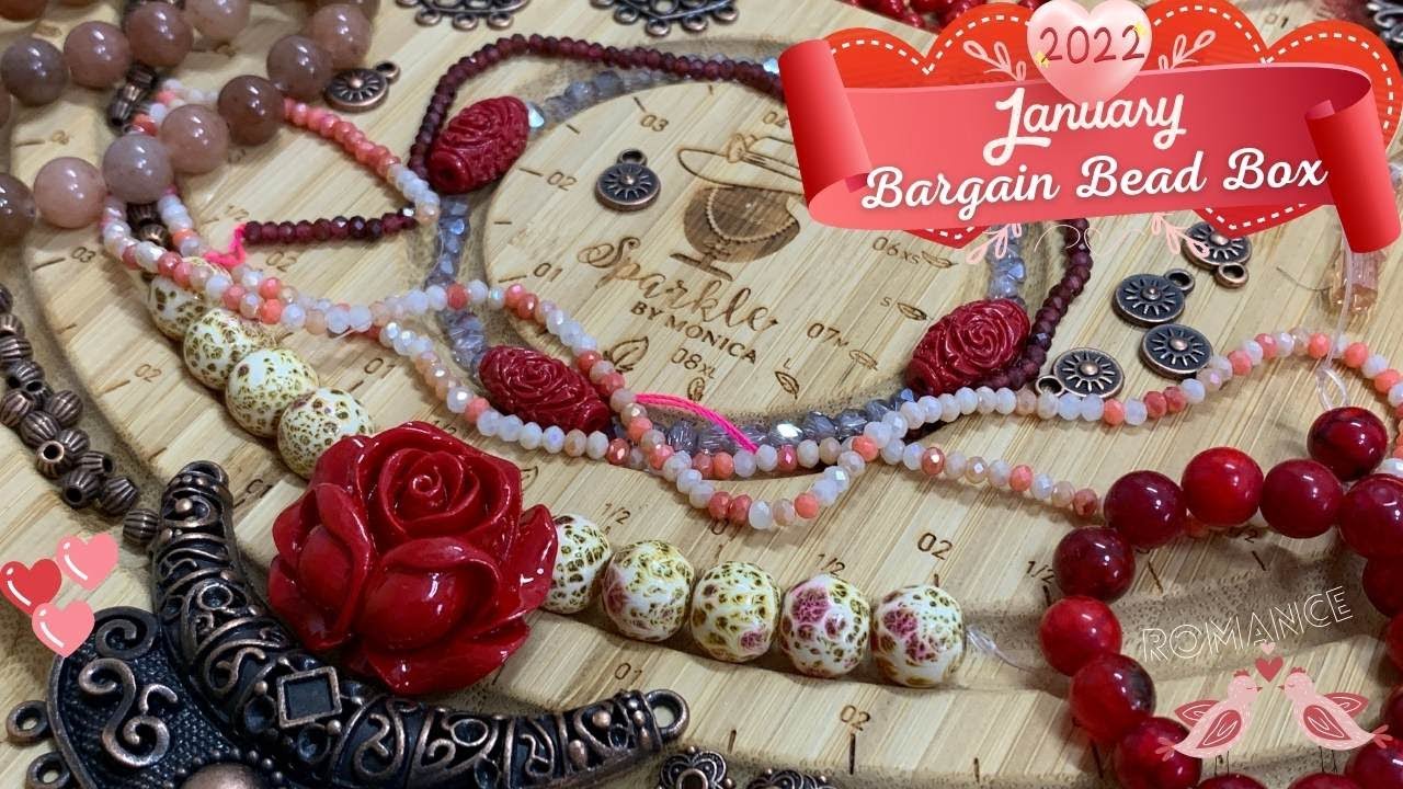 Bargain Bead Box January 2022 | Romance Bead Haul Unboxing | Monthly ...