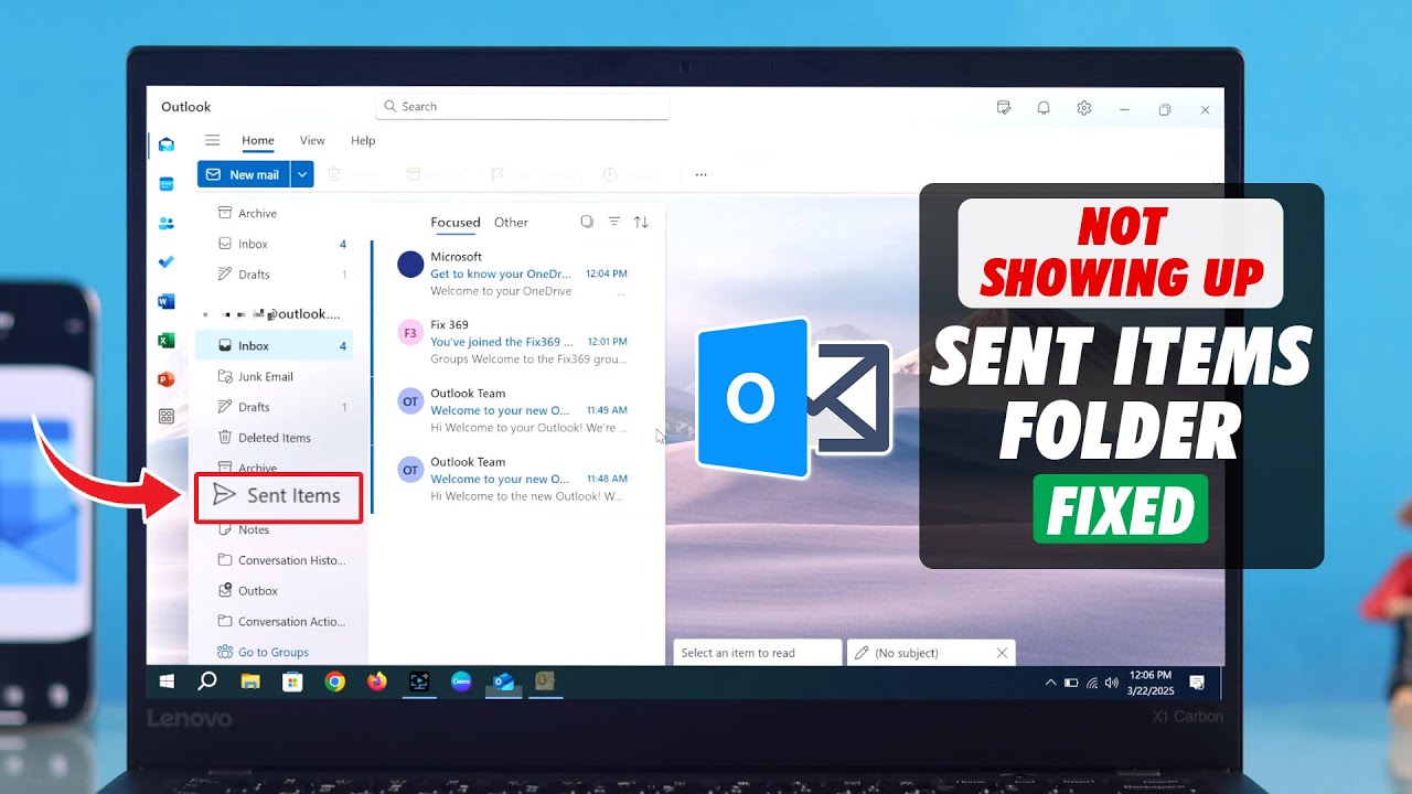Outlook Sent Items Folder Not Showing? - How to Add Sent Folder! - YouTube