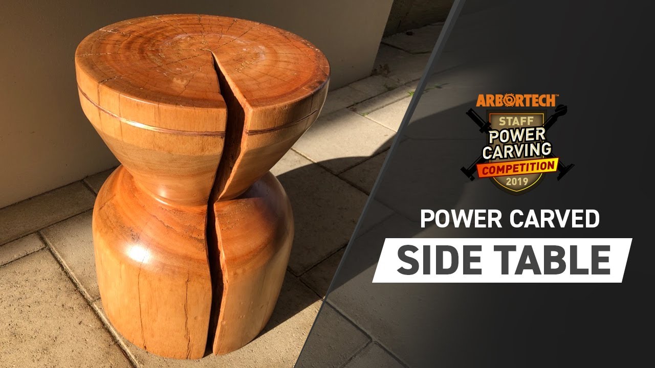 Power Carved Wood Side Table | Arbortech Staff Power Carving ...