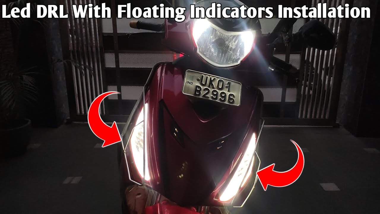 Led Drl With Floating Indicators Installation on Scooters|| Maestro ...