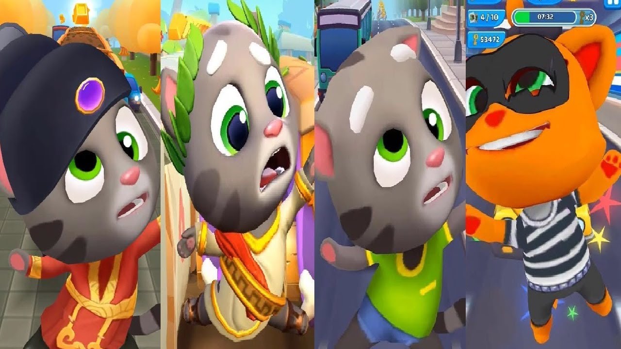 Talking Tom Gold Run 1 Chinese Version VS Tom Gold Run 2 VS Panda Panda ...