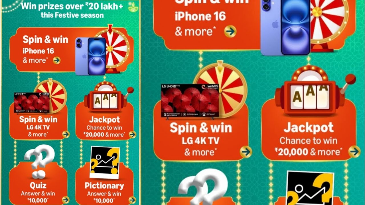 Win Prizes Over ₹20 lakh this Fastive Season Quiz Today I iPhone 16 Win ...