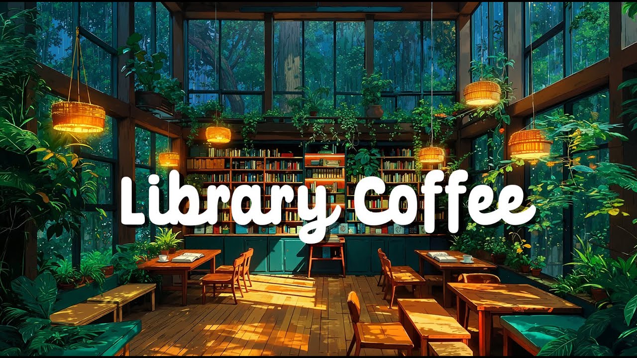 Greenhouse Library Lofi🌿Cozy Study Café with Books, Plants, Calm ...