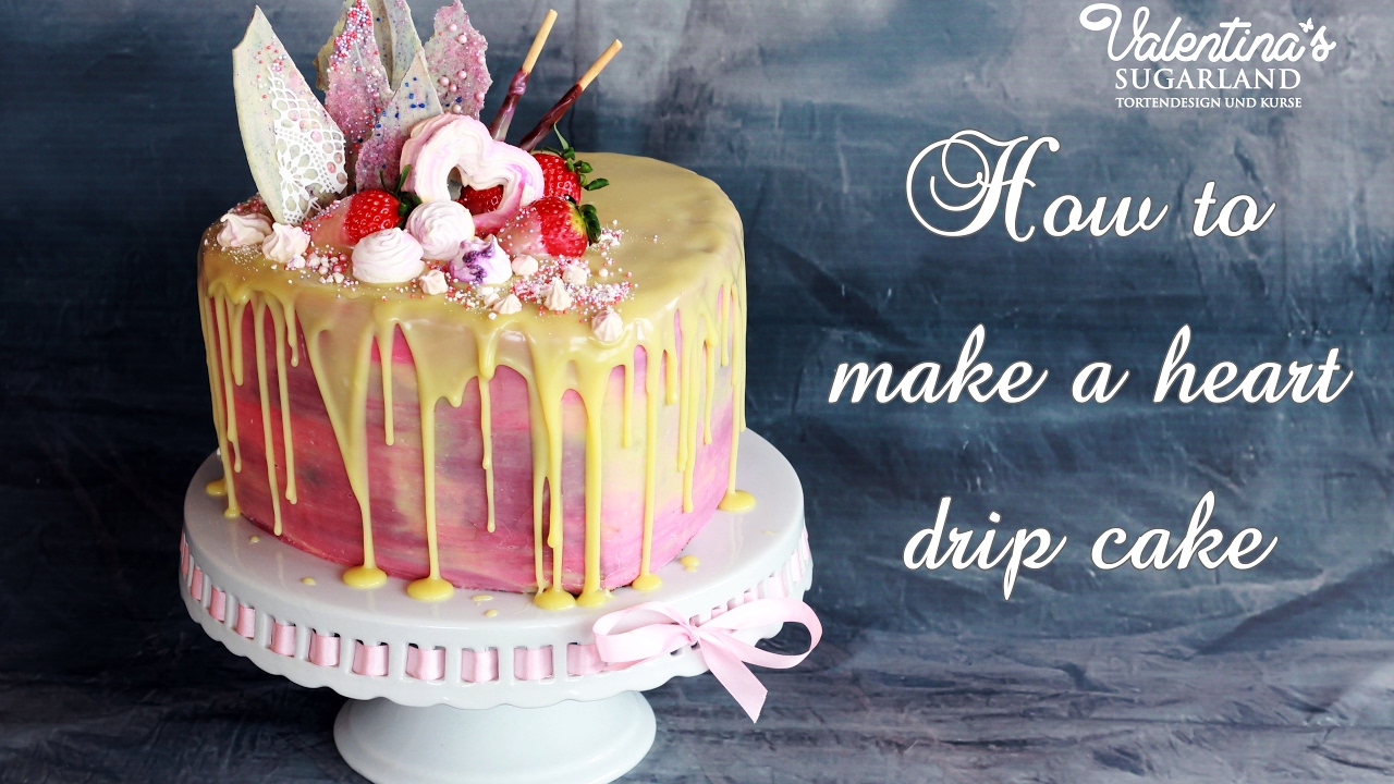 How to make heart drip cake - YouTube