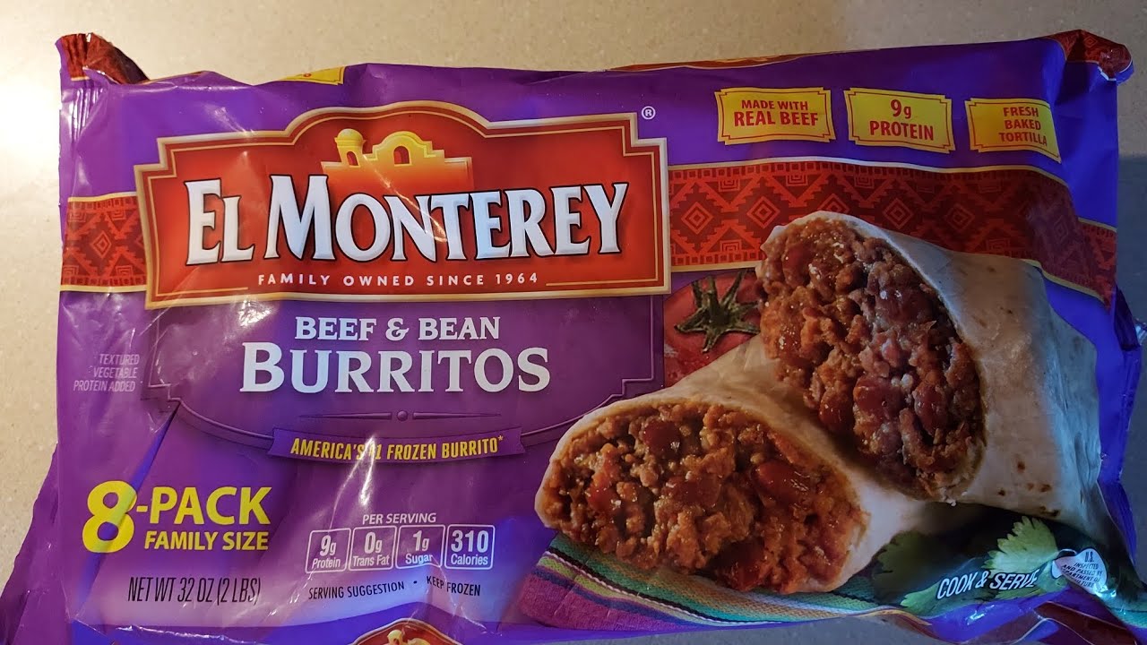 HOWDY FOOD REVIEWS EL MONTERY BEEF & BEAN BURRITOS - YouTube