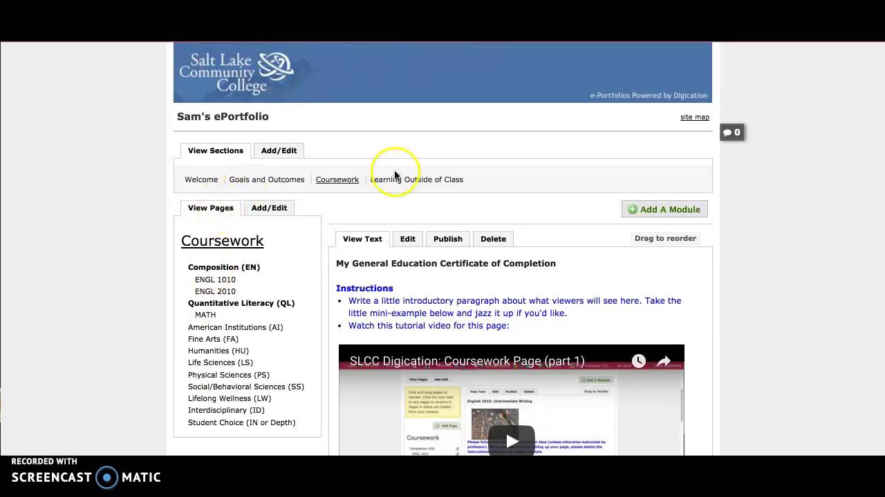 SLCC Digication Advanced Tutorial: Deleting Unwanted Pages - YouTube