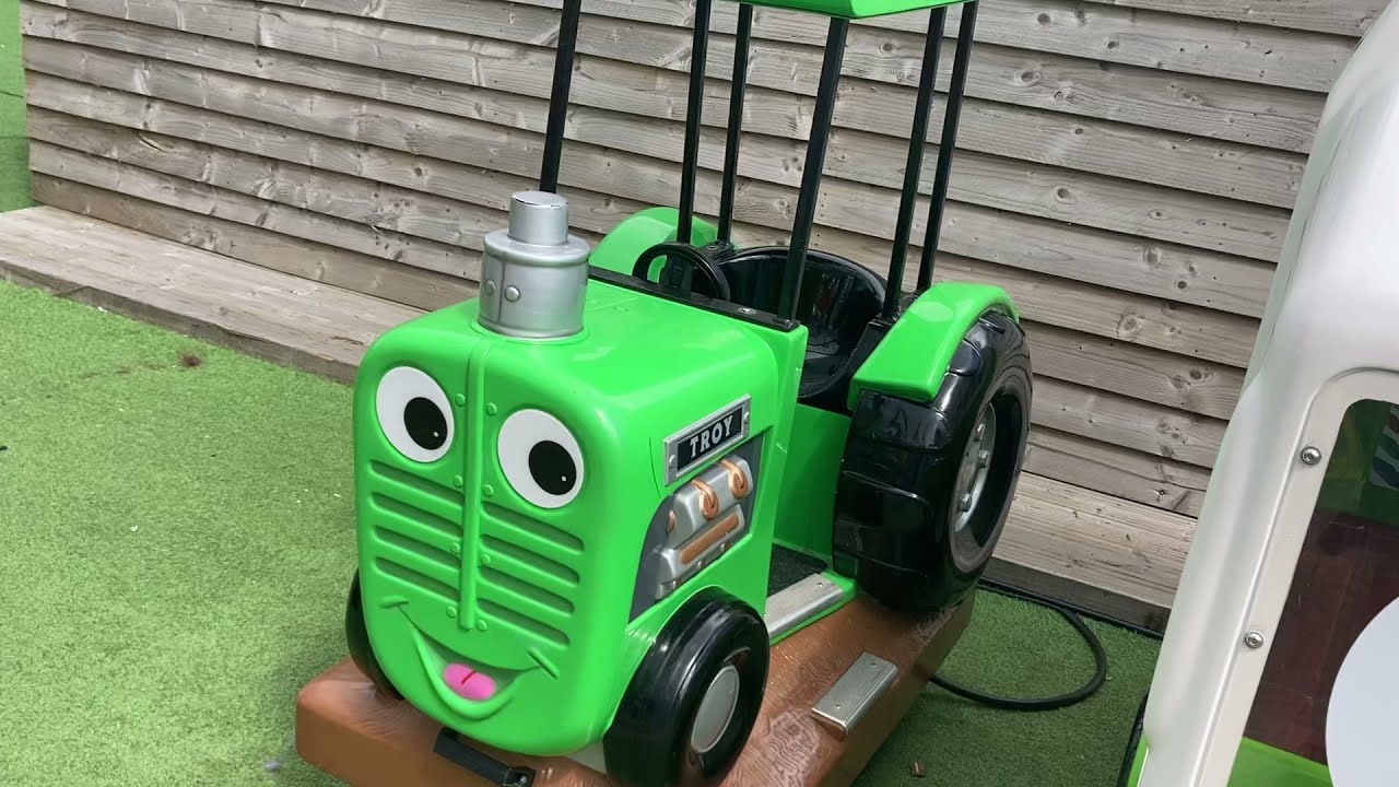 Jolly Roger Troy the tractor kiddie ride (standard ) (green) - YouTube