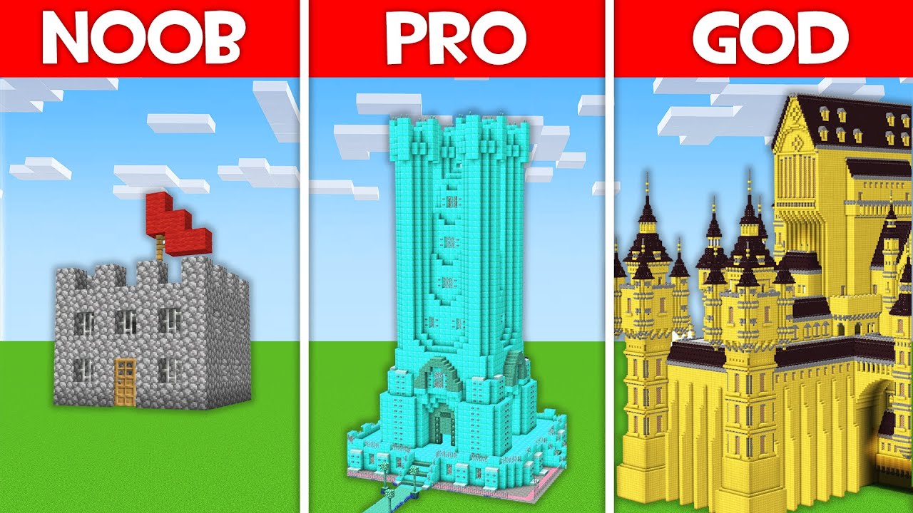Minecraft Battle: CASTLE HOUSE BUILD CHALLENGE - NOOB vs PRO vs HACKER ...