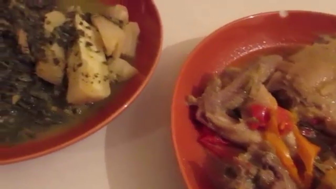 Congolese food cuisine chicken pulvera, pondu, mackerel, cassava - YouTube