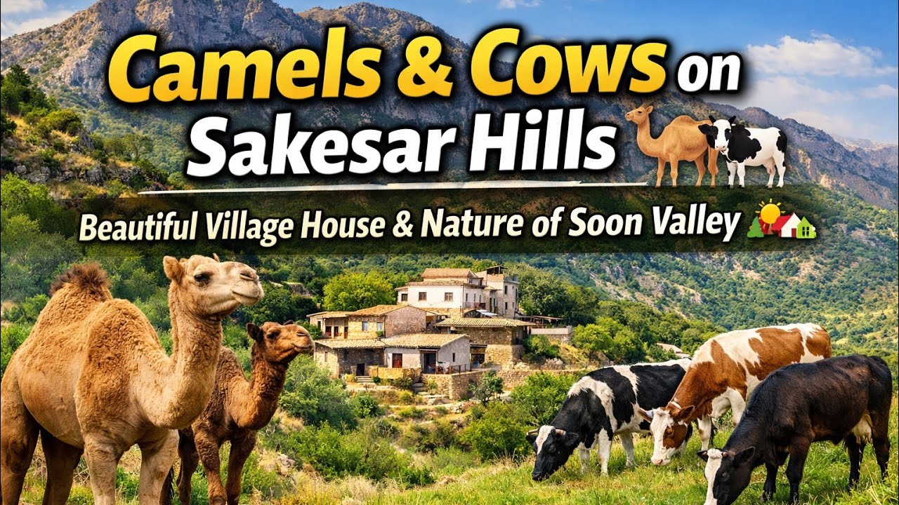 Camels Grazing on Sakesar Hills | Village Life & Nature in Soon Valley ...