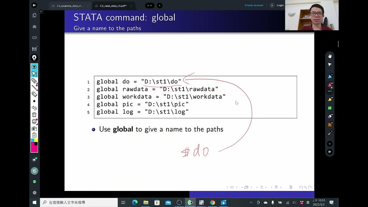 STATA Class 1-1: global/cd - YouTube