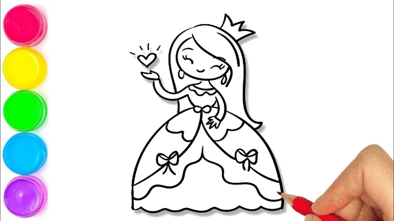 Beautiful Princess Bride Easy and Cute drawing easy with colours - YouTube