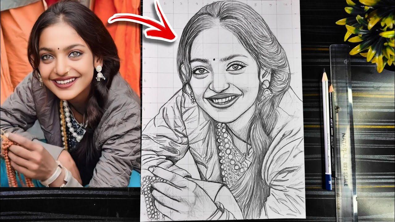 Mahakumbh Viral Girl Monalisa Drawing, How To Draw Mahakumbh Monalisa ...