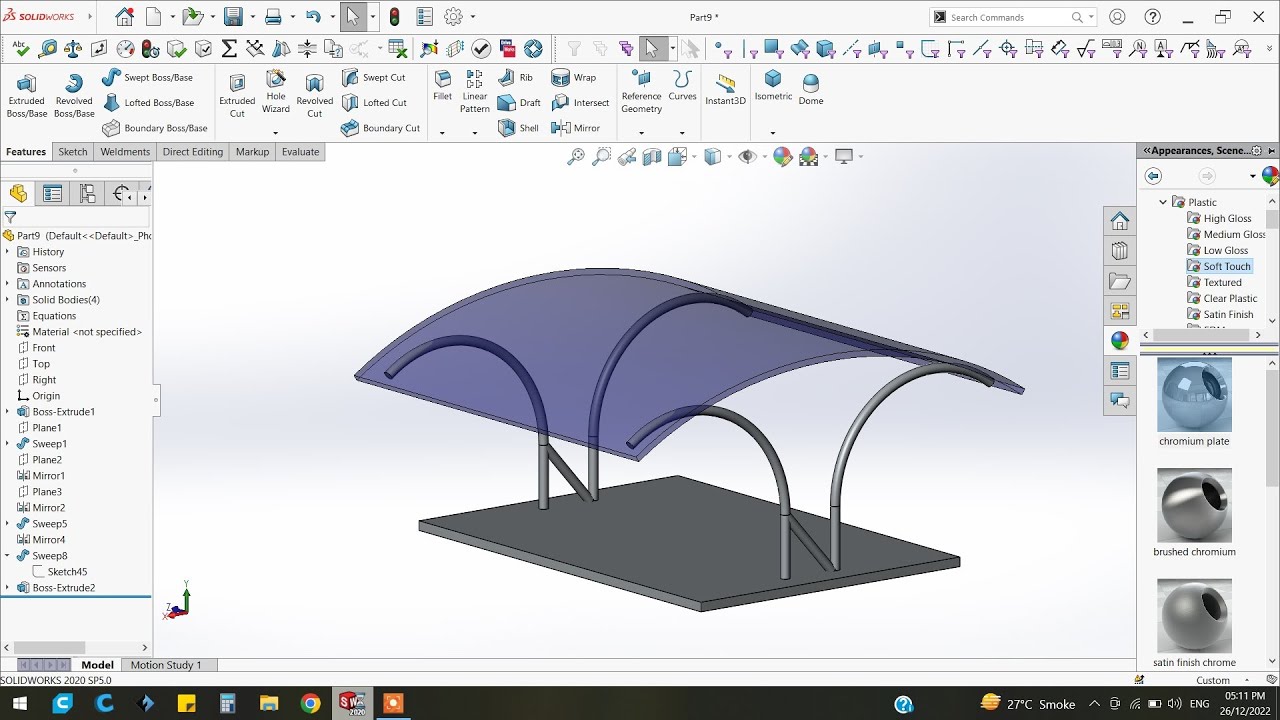☑️Solidworks bus stand design | How to make Bus stand 3D design in ...