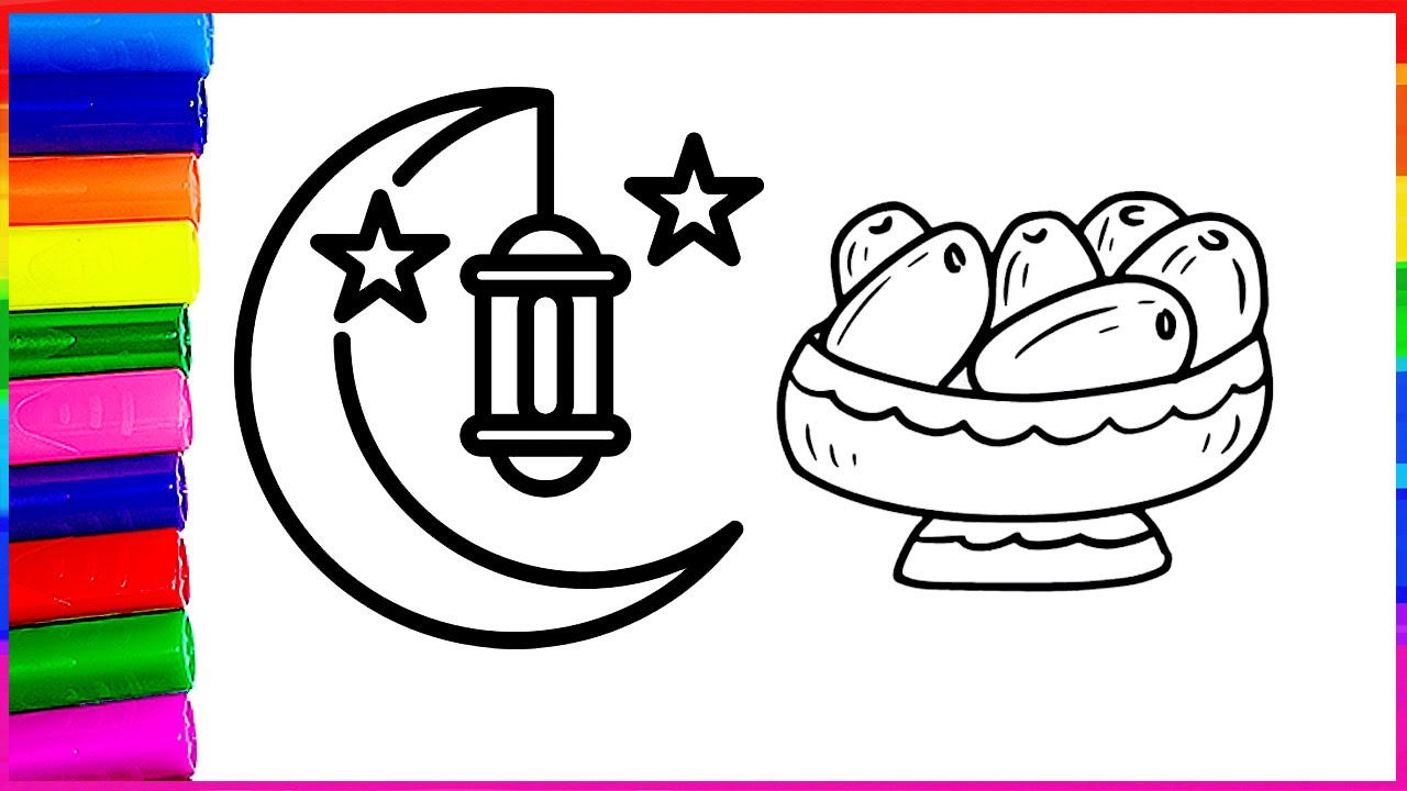 Easy drawing and coloring iftar time ramadan for children & kids ...