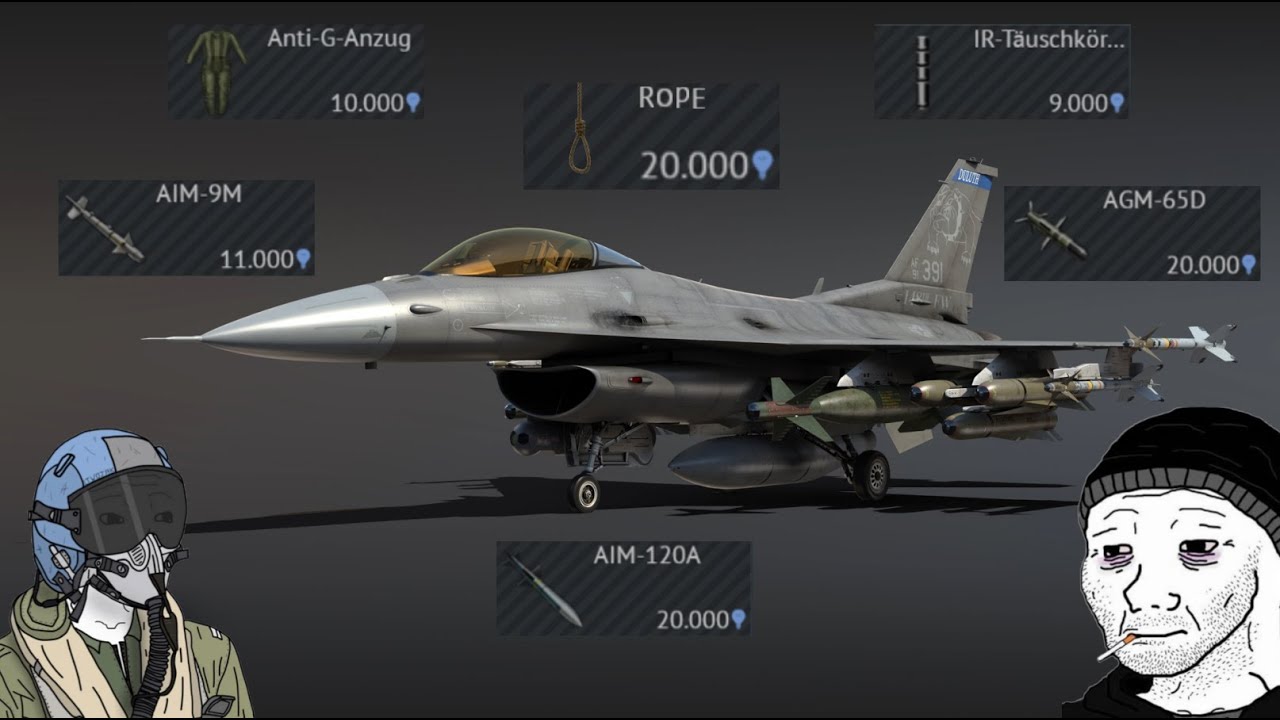 TOP-TIER F-16c STOCK GRIND SUFFERING/ A-10c GRIND - YouTube