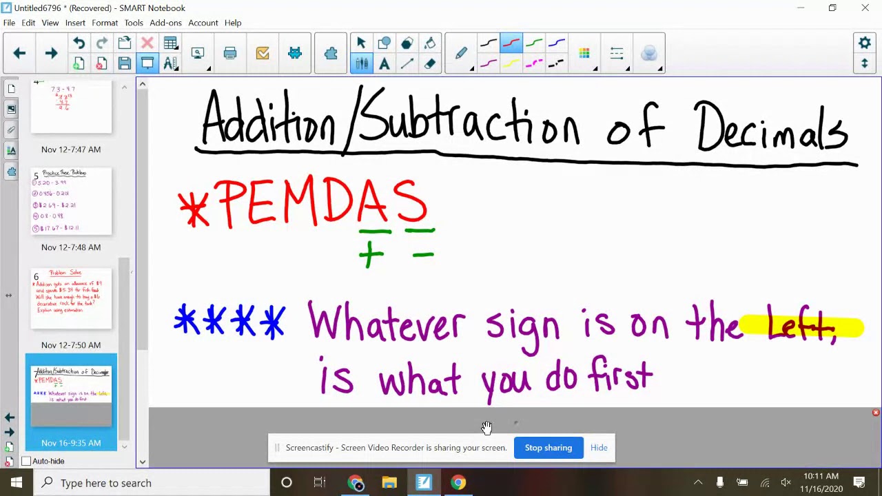 Adding/Subtracting of Decimals with PEMDAS Nov 16, 2020 10:28 AM - YouTube