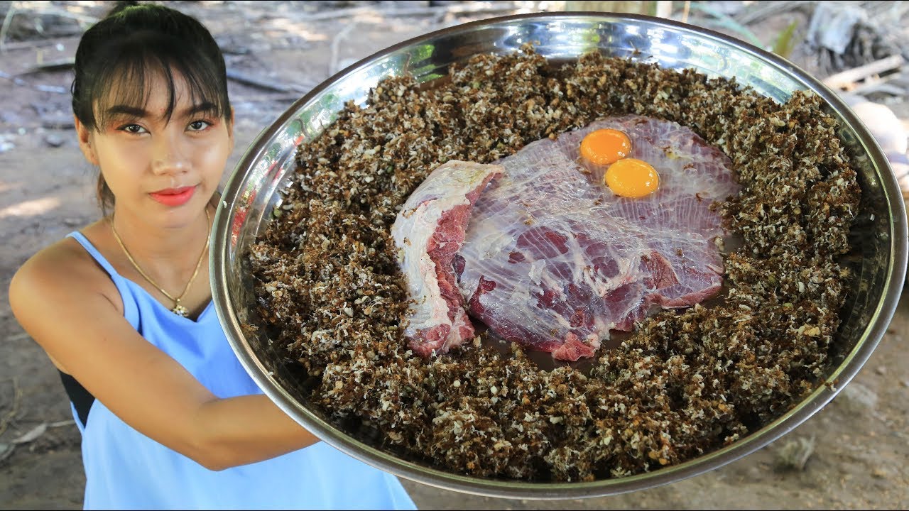 Yummy cooking beef with weaver ant recipe - Cooking skill - YouTube