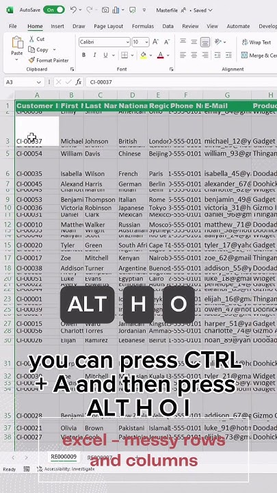 How in excel messy rows and columns trick - YouTube