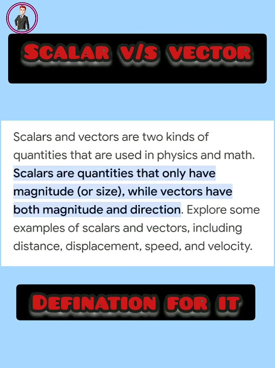 what is Scalar and vector quantity defination of scalar and vector quantity - YouTube