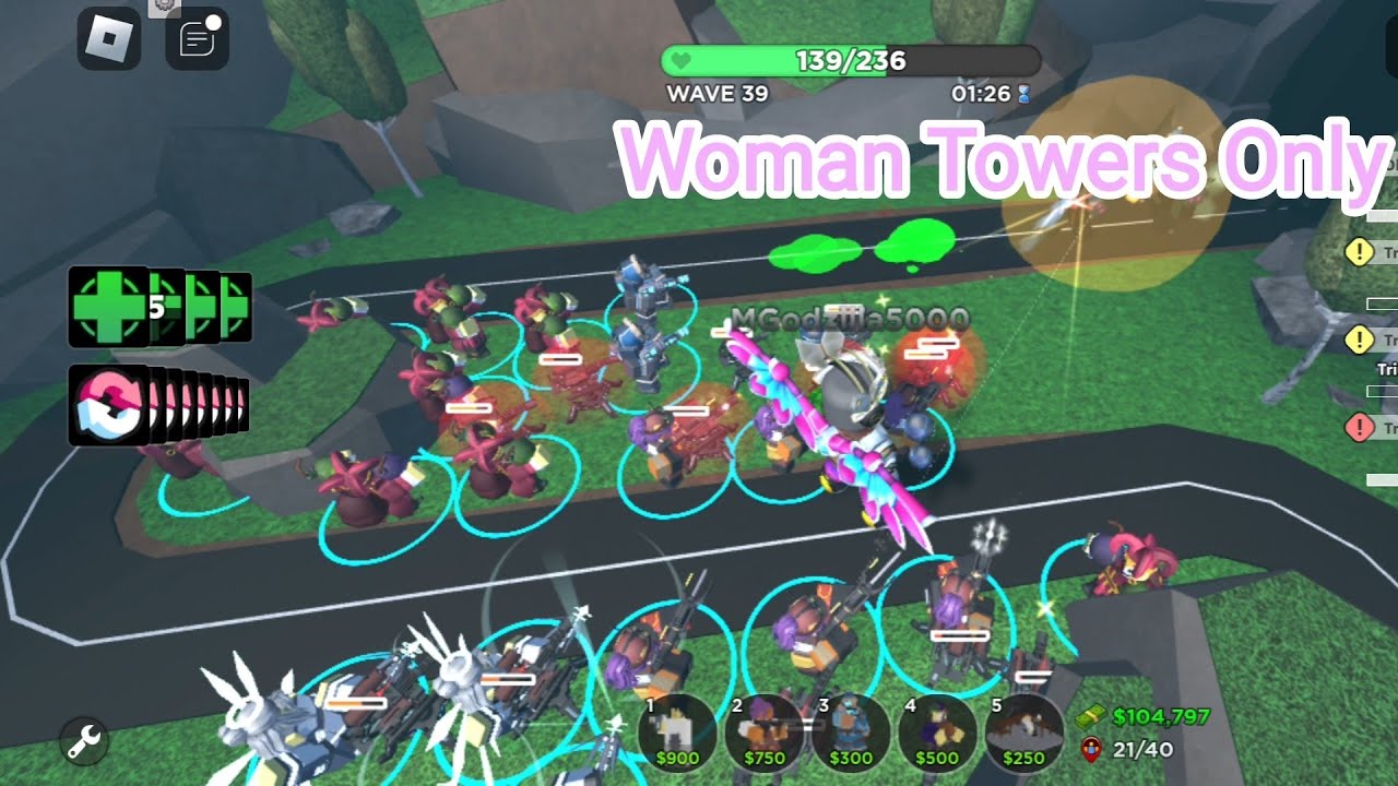 Woman Towers Only (+farm) Vs. Fallen Mode | Tower Defense Simulator ...