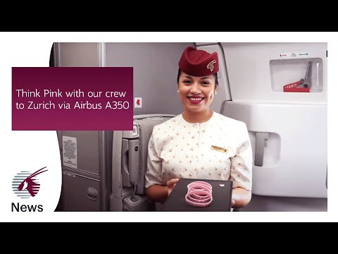 Think Pink with our pilots and cabin crew onboard Qatar Airways' Airbus A350 to Zurich