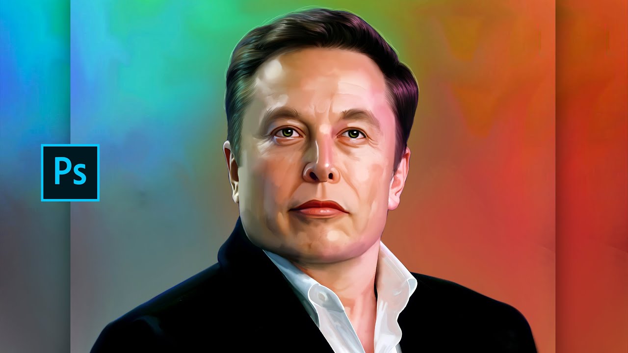 Elon musk colourful smudge painting tutorial in photoshop - YouTube