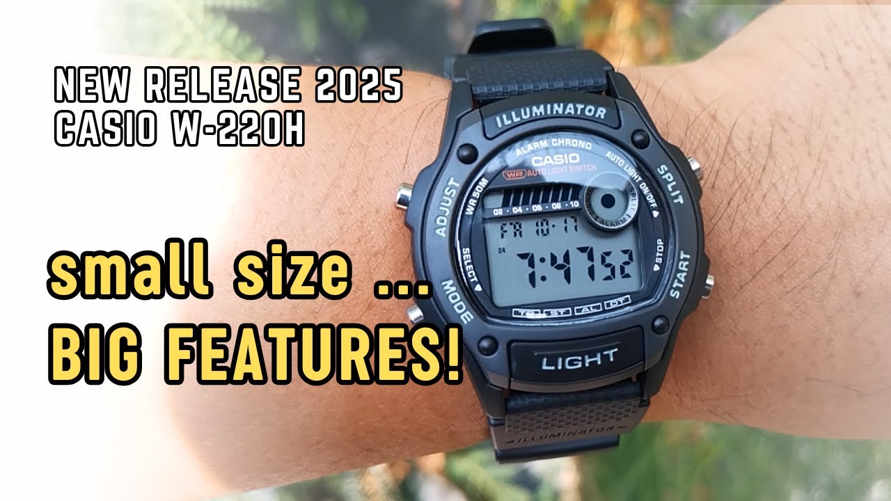 Casio W-220H (new 2025) Review — The Compact Digital Watch w. Auto ...