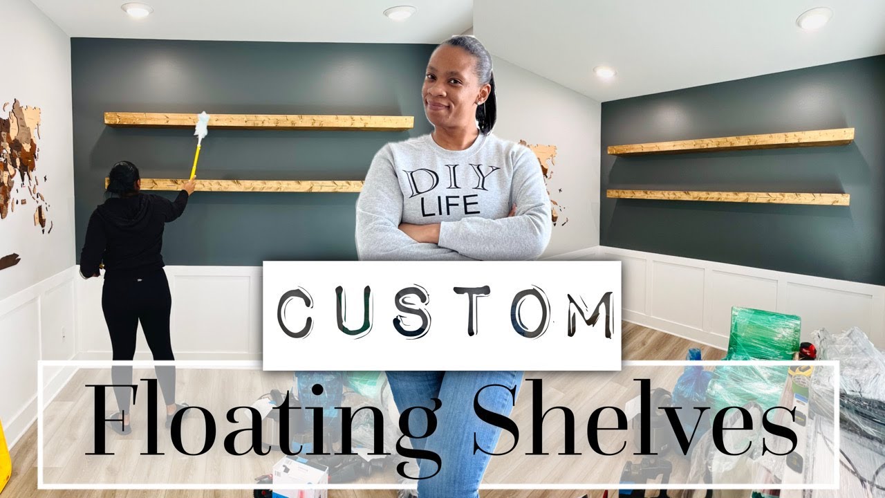 BUILDING CUSTOM DIY FLOATING SHELVES | Client Office Upgrade - YouTube