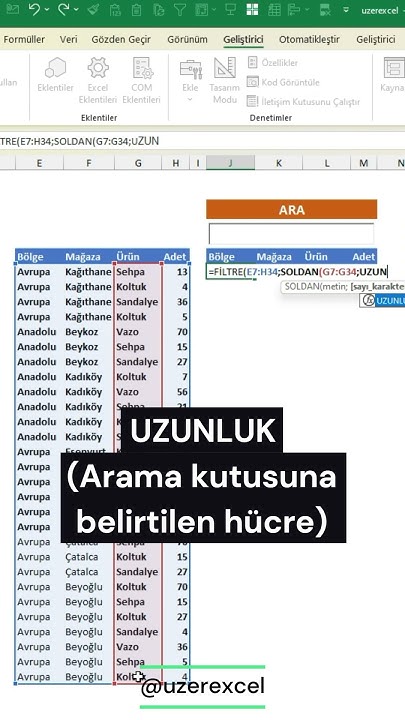 Excelde arama kutusu nasıl yapılır - YouTube