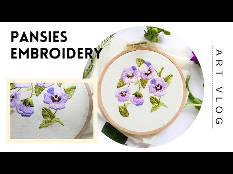 ART VLOG: Making a pansy flower embroidery pattern!