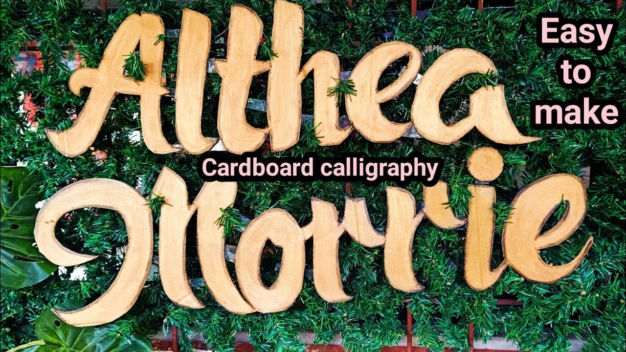 HOW TO MAKE CALLIGRAPHY NAME using cardboard!! cheap & easy 😱 - YouTube