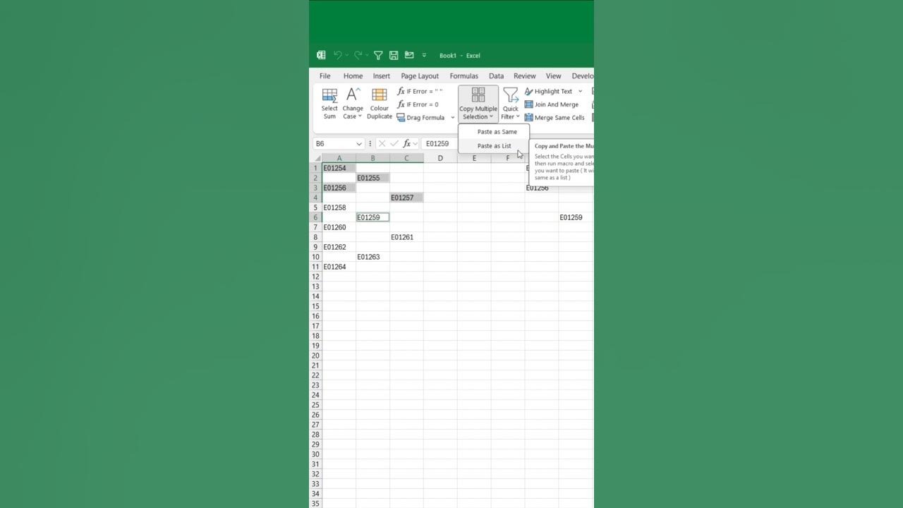 Paste as a list #filetab #addon #addins #excel #vba #exceltricks - YouTube