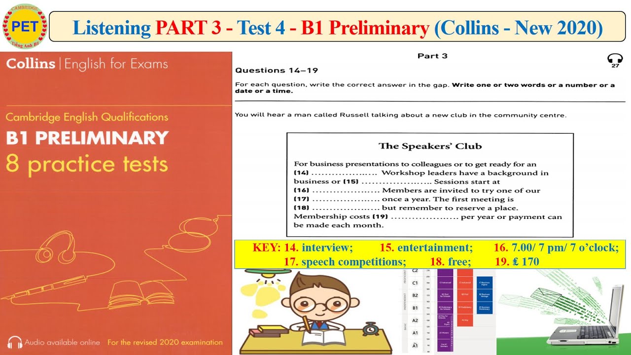 B1 Preliminary - Collins - Listening Part 3 Test 4 (2020 + Transcript ...