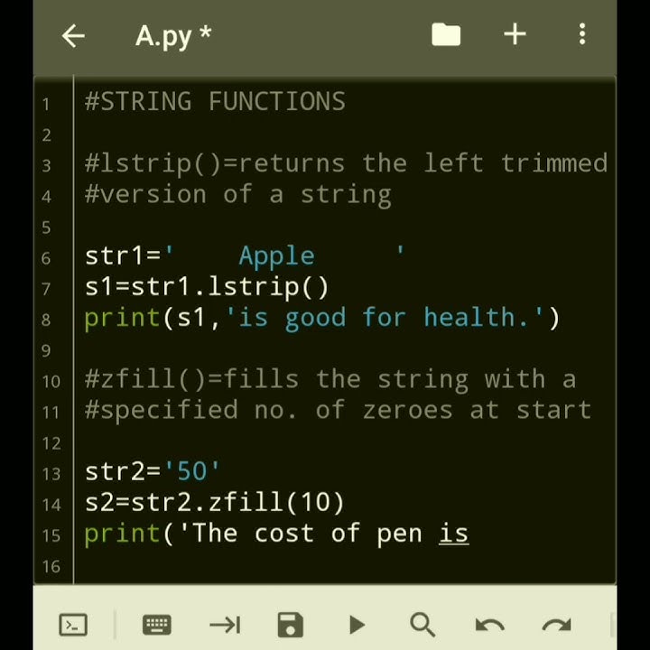 String Inbuilt Functions In Python Part14 Lstrip Zfill Casefold Youtube