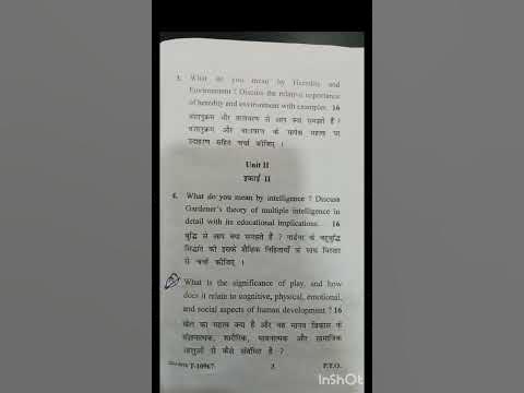 childhood and growing up, b. ed 1st year Question paper#2023 - YouTube