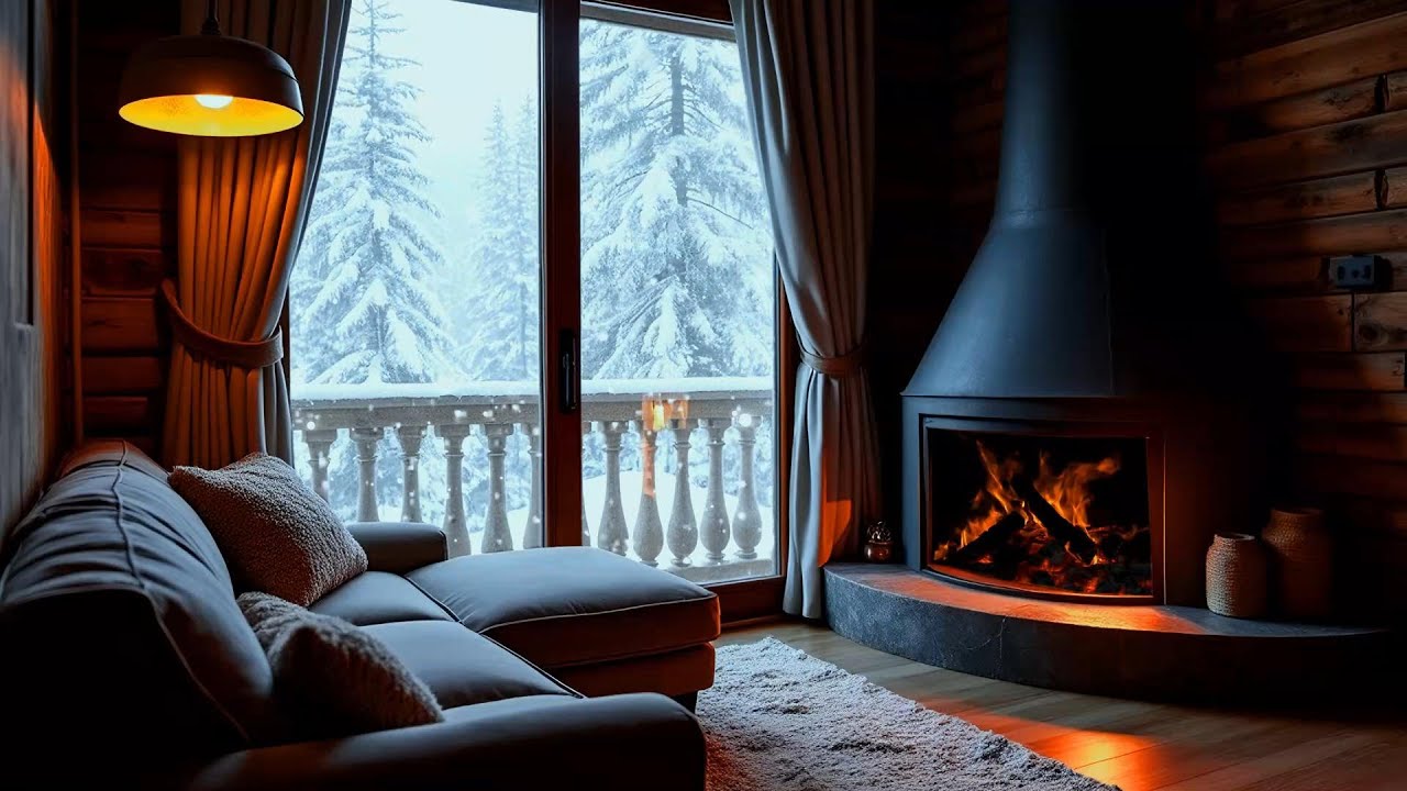Cozy Winter Cabin: Peaceful Blizzard & Fireplace Sounds for Ultimate ...