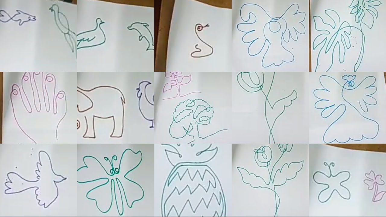 Continuous Line Drawings Easy | Single Line Drawings | Learn How To ...