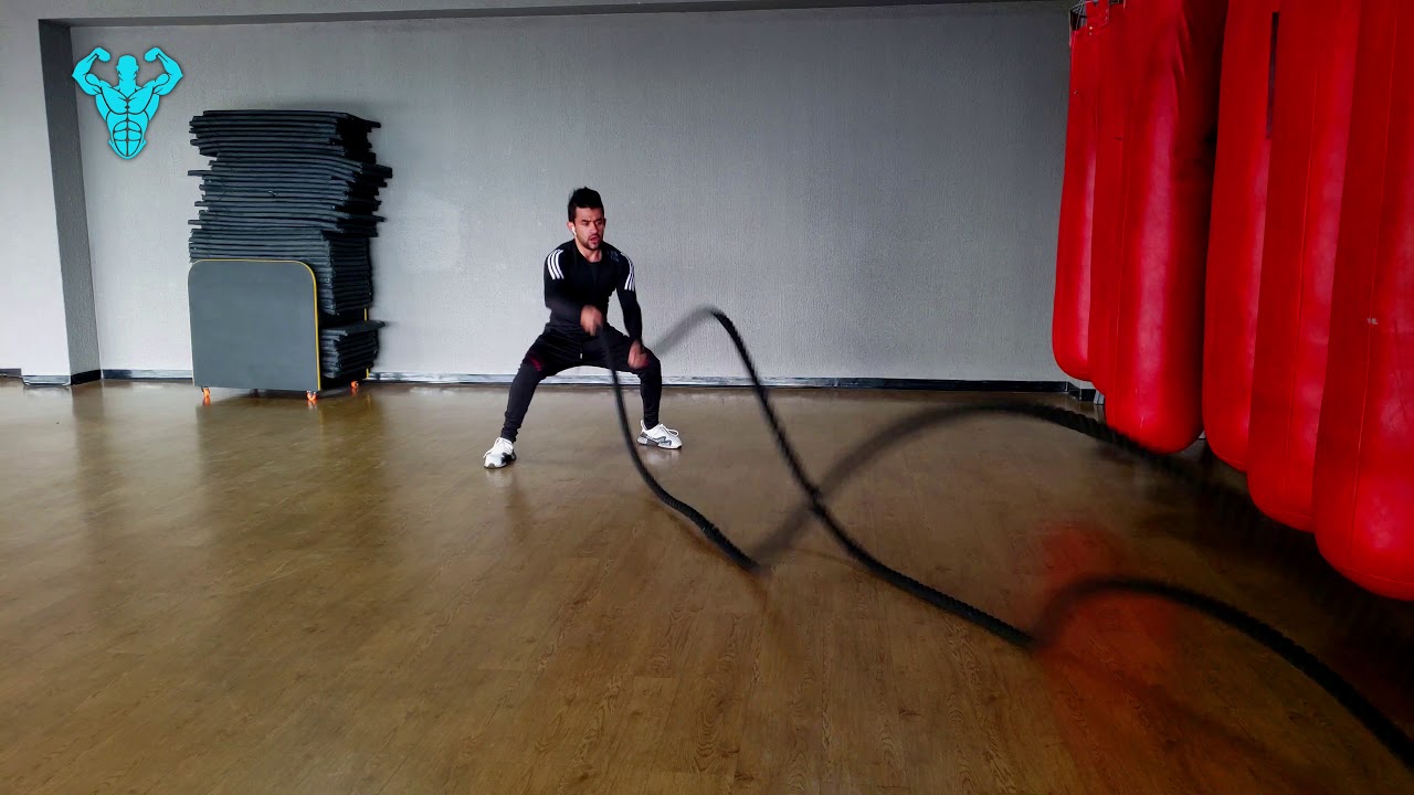 BATTLE ROPE EXERCISES - Shuffle Waves - YouTube