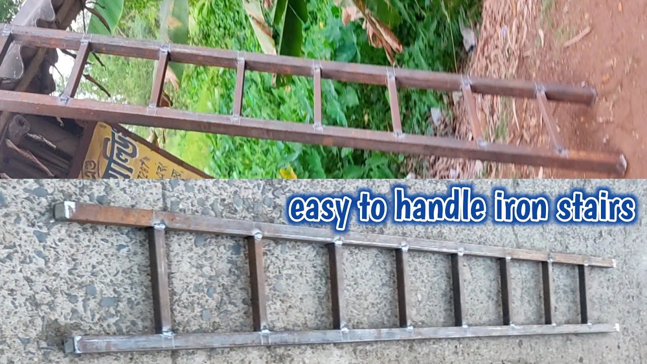 How To Make Light Weight Iron Stairs.Homemade Square Bar Ladder Make ...