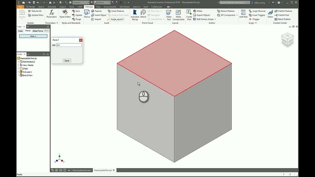 Inventor Updating Mass From Drawing Through iLogic Rule - YouTube