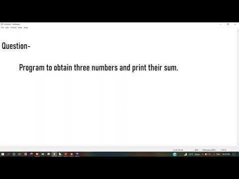 Program to obtain three numbers and print their sum.. #education # ...