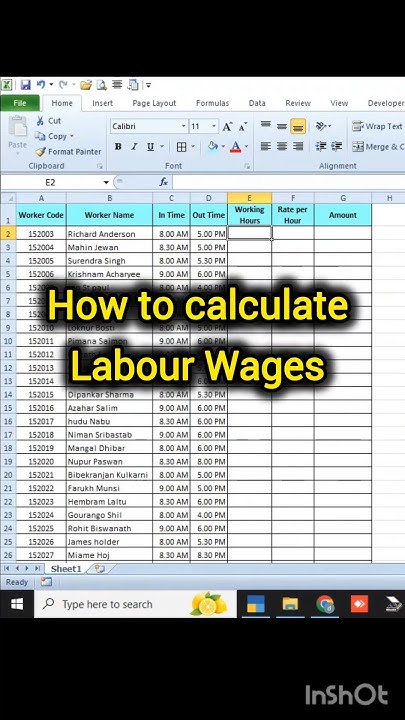 How to Calculate Wages in Excel tips and tricks #excel #viralvideo # ...