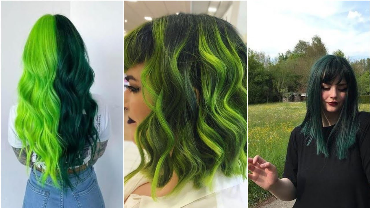 BEAUTIFUL GREEN HAIR COLOUR COLLECTION-COLOR DE PELO VERDE - YouTube