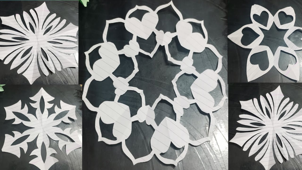 4 Amazing Paper Snowflake Design / How To Make Paper Snowflake Cutting ...