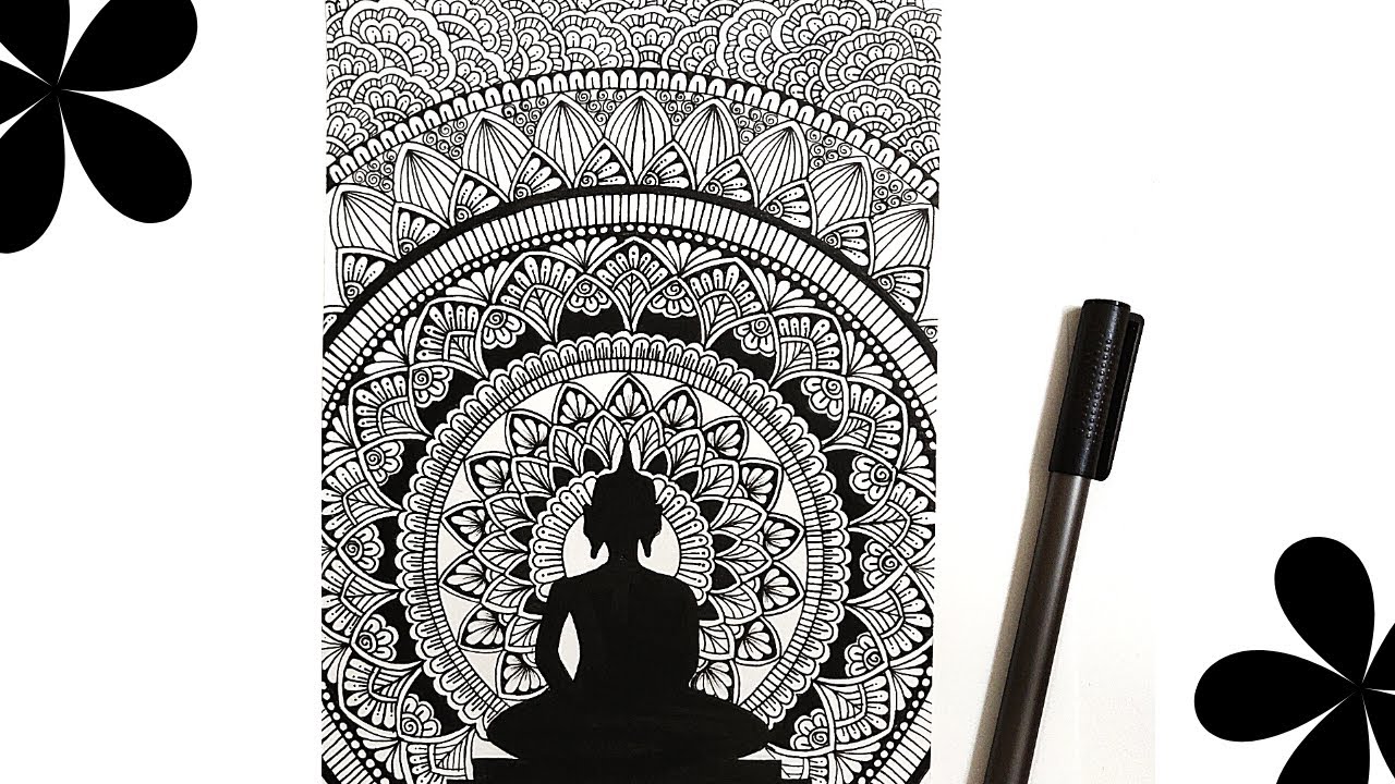 How to draw Mandala art | Lord Buddha Mandala for Beginners | Buddha ...