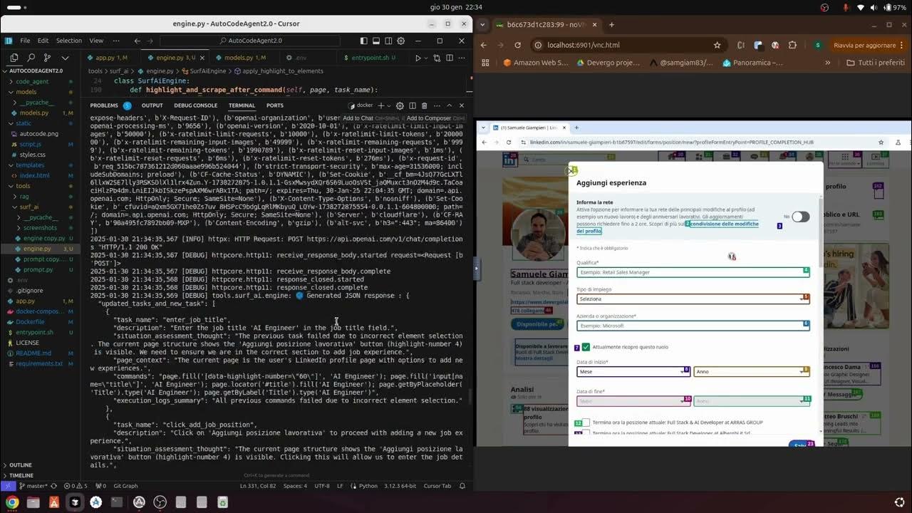 SurfAi: AI Browser Agent & Playwright - Task: Add a new work experience on LinkedIn - YouTube